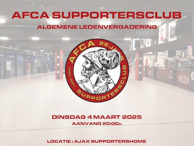 Algemene Ledenvergadering op dinsdag 4 maart 2025 - De AFCA Supportersclub